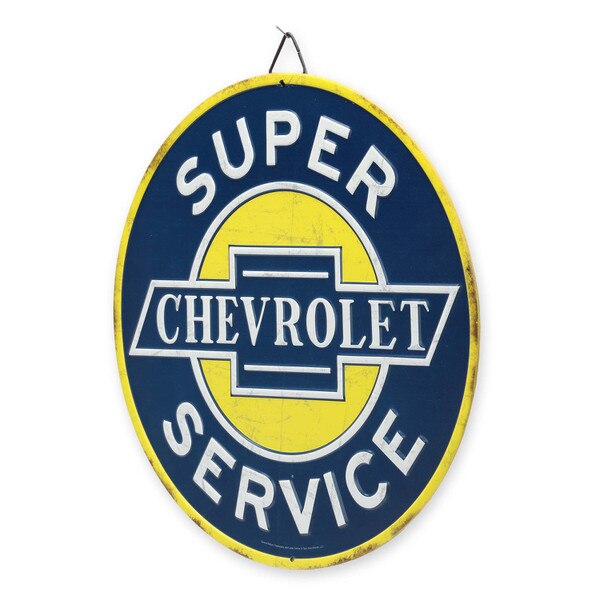 Chevrolet Super Service Round Embossed Metal Sign | Open Road Brands ...