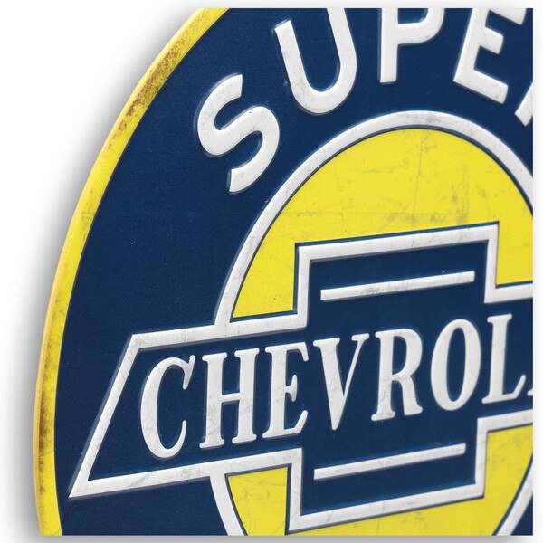 Chevrolet Super Service Round Embossed Metal Sign | Open Road Brands ...