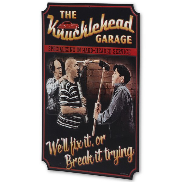The Three Stooges Knucklehead Garage We'll Fix It Embossed Metal Sign ...