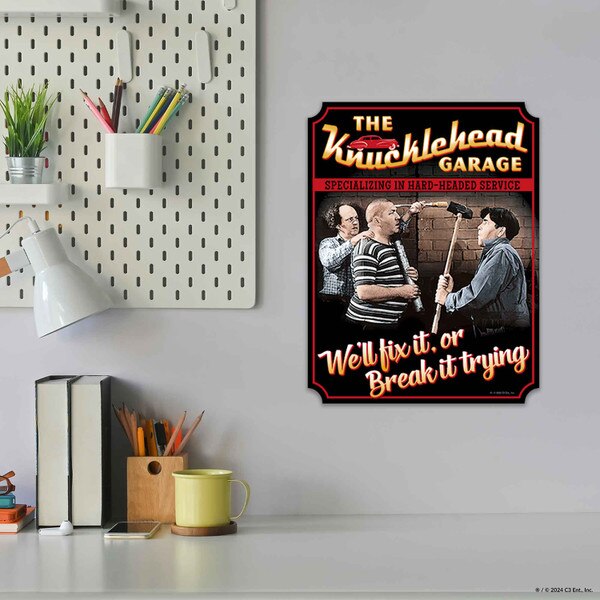 The Three Stooges Knucklehead Garage We'll Fix It Embossed Metal Sign ...
