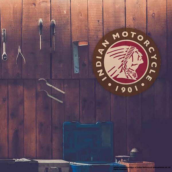Indian Motorcycle Round Metal Button Sign | Open Road Brands | Shop-ORB