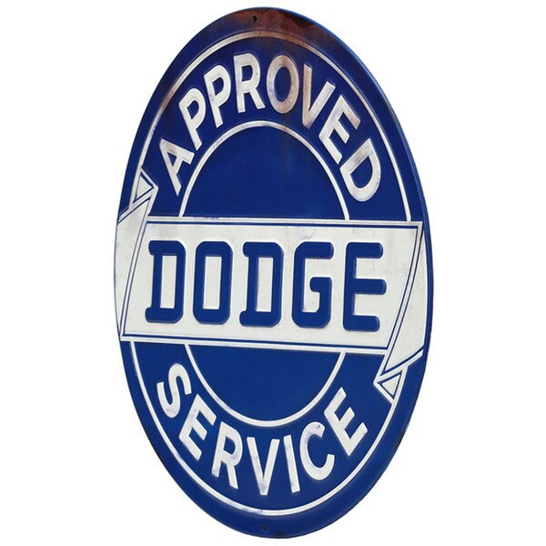 Dodge Approved Service Round Embossed Metal Sign | Open Road Brands ...