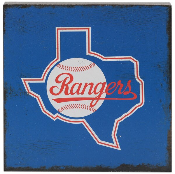Texas Rangers Logo On Wood MDF Block Wall Art | Open Road Brands | Shop-ORB