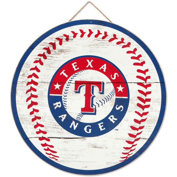 Texas Rangers Logo Baseball Round Wood Wall Decor | Open Road Brands ...