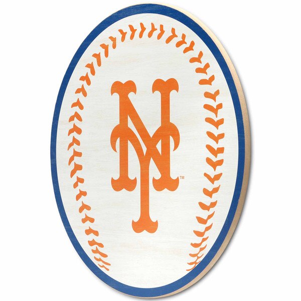 New York Mets Logo Baseball Round Wood Wall Decor | Open Road Brands ...