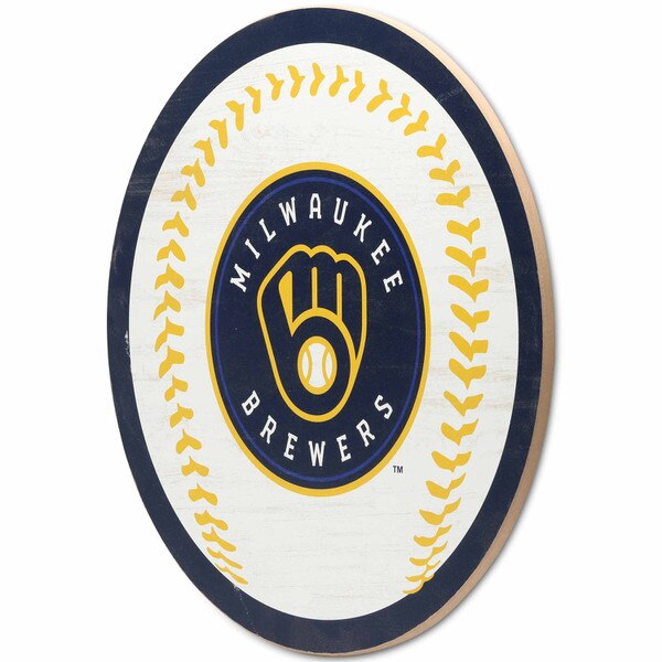 Milwaukee Brewers Logo Baseball Round Wood Wall Decor | Open Road ...