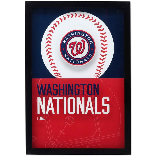 Washington Nationals Logo Baseball & Diamond Framed Glass Wall Decor ...