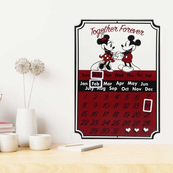 Disney Mickey & Minnie Mouse Calendar Metal Sign | Open Road Brands ...
