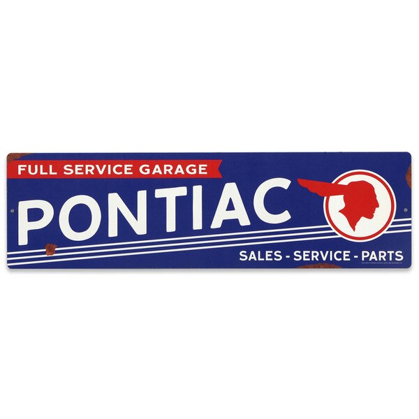 General Motors Pontiac Full Service Garage Billboard Metal Sign | Open ...
