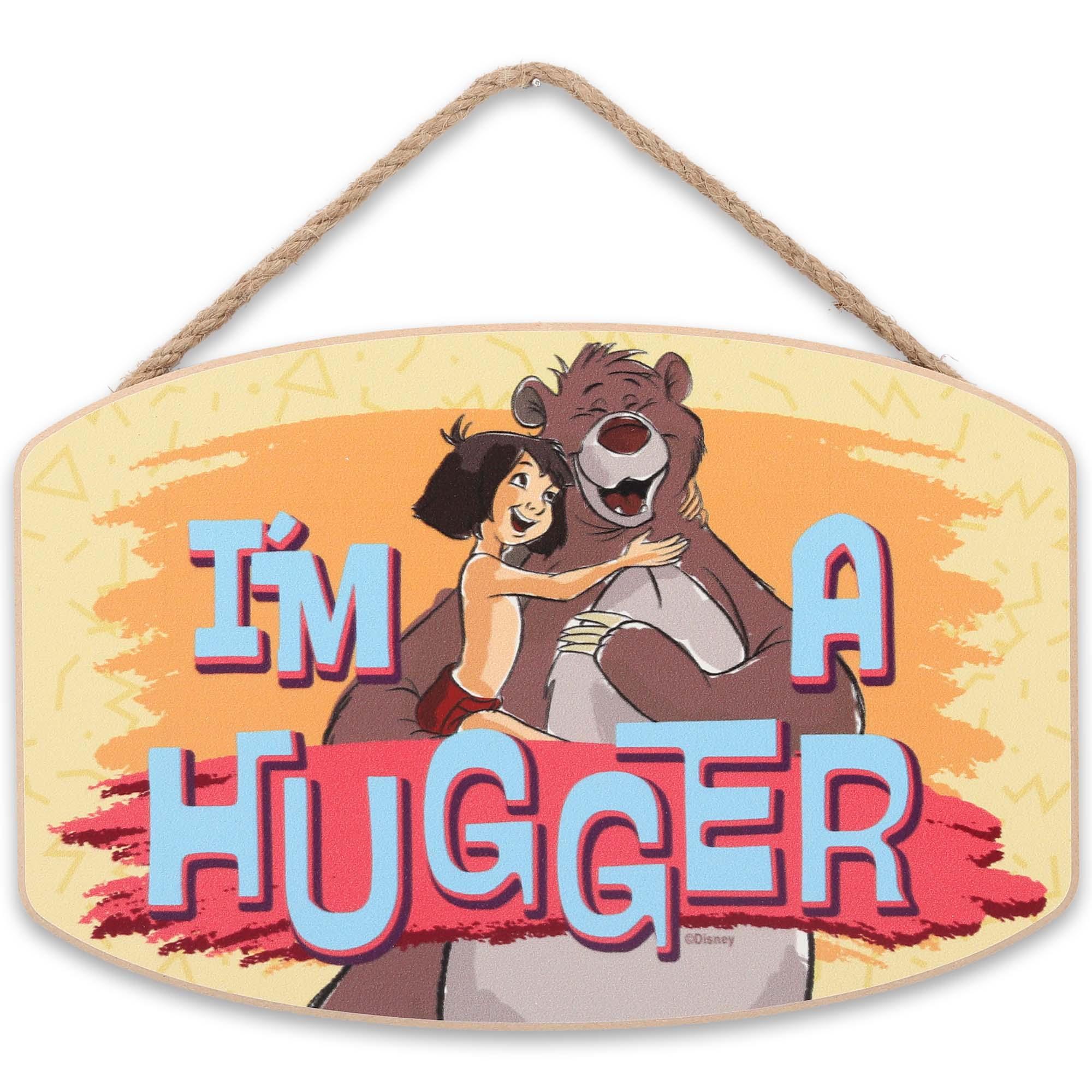 Disney The Jungle Book I'm A Hugger Hanging Mowgli & Baloo Wood Wall ...