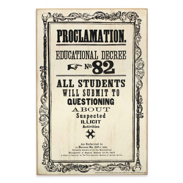 Harry Potter Proclamation Educational Degree Wood Wall Decor | Open ...