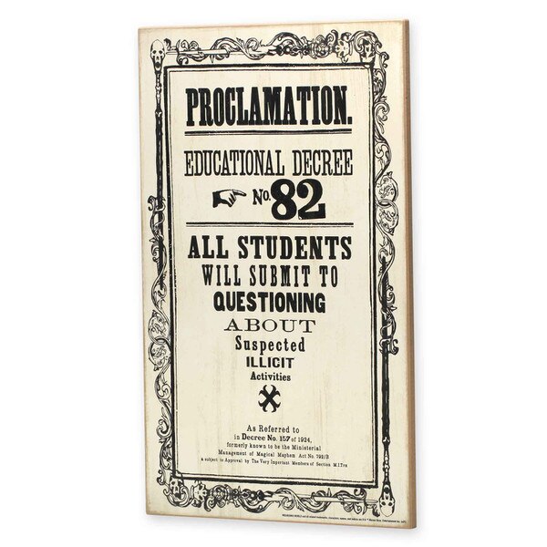 Harry Potter Proclamation Educational Degree Wood Wall Decor | Open ...