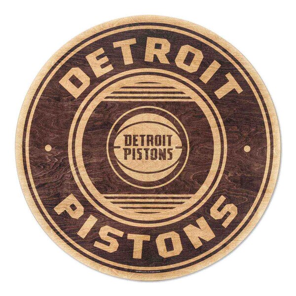 Detroit Pistons Logo Round Natural Wood Wall Decor | Open Road Brands ...