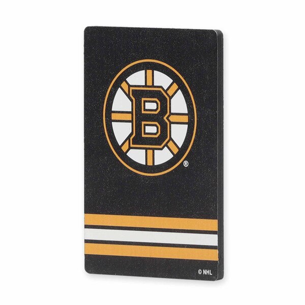 Boston Bruins Logo Striped Wood Magnet | Open Road Brands | Shop-ORB