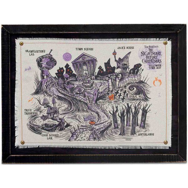 The Nightmare Before Christmas Movie Locations Framed Canvas Wall Decor ...