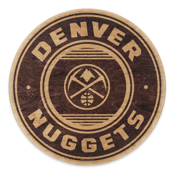 Denver Nuggets Logo Round Natural Wood Wall Decor | Open Road Brands ...