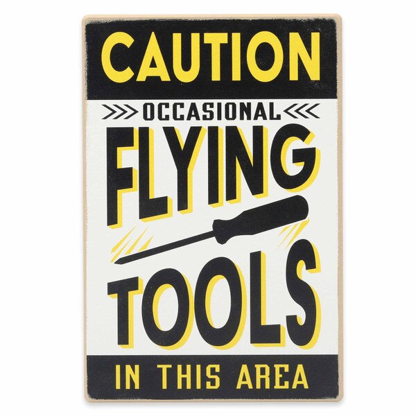 Caution Occasional Flying Tools Wood Wall Decor | Open Road Brands ...