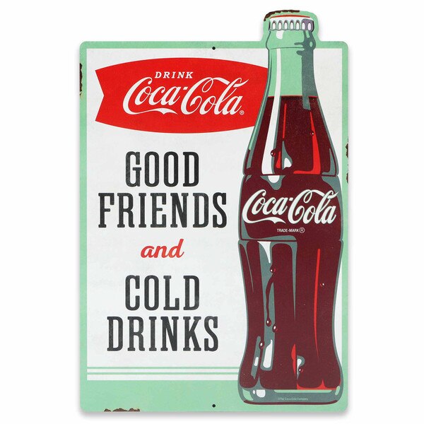 Coca-Cola Good Friends & Cold Drinks Metal Sign | Open Road Brands ...