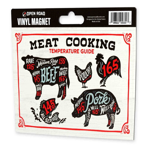 Meat Cooking Temperature Guide Vinyl Magnet | Open Road Brands | Shop-ORB