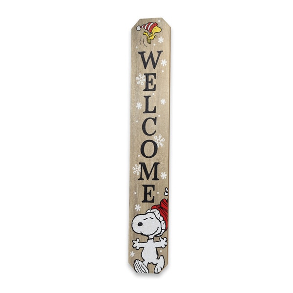 Peanuts Snoopy & Woodstock Welcome Winter Vertical Wood Decor | Open ...