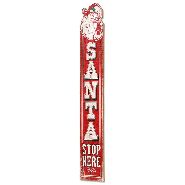 Santa Stop Here Christmas Vertical Porch Leaner Wood Wall Decor | Open ...