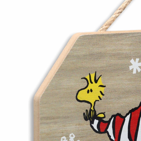 Peanuts Snoopy & Woodstock Warm Wishes Winter Hanging Wood Wall Decor ...