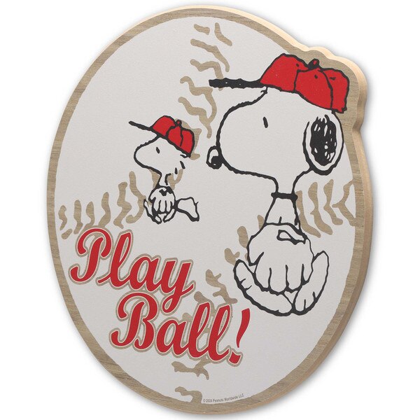 Peanuts Snoopy & Woodstock Play Ball Baseball Wood Wall Decor | Open ...