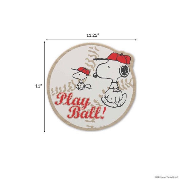 Peanuts Snoopy & Woodstock Play Ball Baseball Wood Wall Decor | Open ...