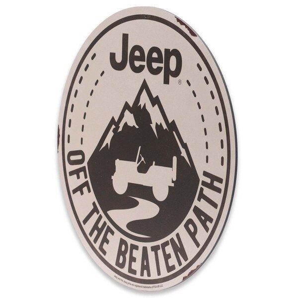 Jeep Off the Beaten Path Mountain Scene Round Metal Sign | Open Road ...
