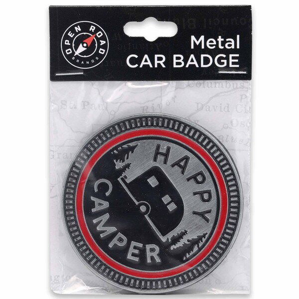Happy Camper Adhesive Metal Car Emblem | Open Road Brands | Shop-ORB