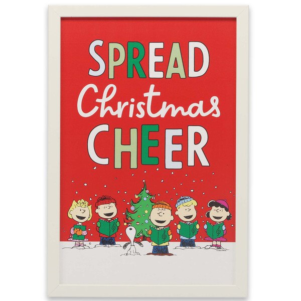 Peanuts Charlie Brown & Friends Spread Christmas Cheer Framed Wood Wall ...