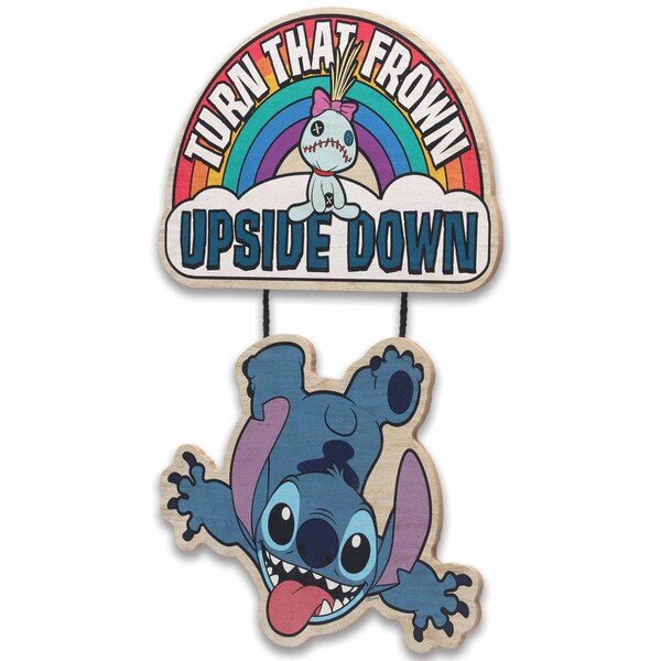 Disney Lilo & Stitch Turn That Frown Upside Down Linked Hanging Wood ...