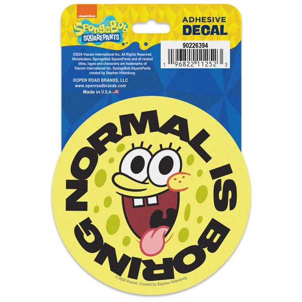 SpongeBob Normal Is Boring Adhesive Vinyl Decal | Open Road Brands ...