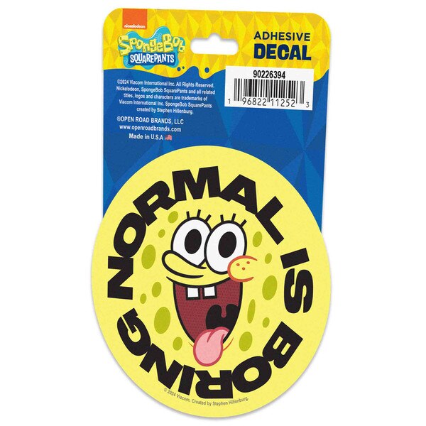 SpongeBob Normal Is Boring Adhesive Vinyl Decal | Open Road Brands ...