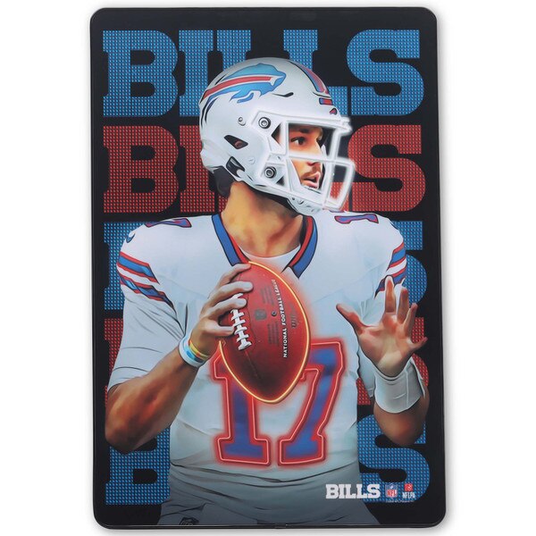 Buffalo Bills Josh Allen Neon Lights High Transparency Framed Wood Wall ...