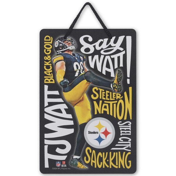 Pittsburgh Steelers T.J. Watt Winning Words Hanging Metal Sign | Open ...