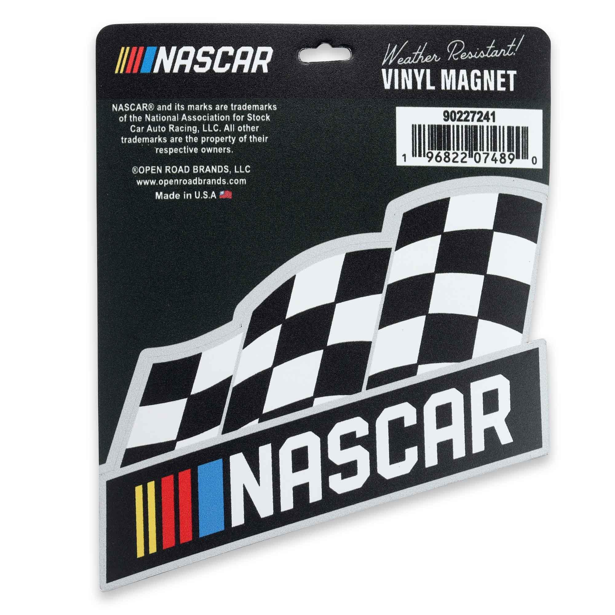NASCAR Logo Waving Checkered Flag Vinyl Magnet | Open Road Brands ...