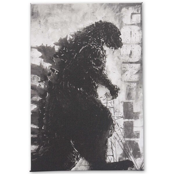 Toho International Godzilla Painterly Black & White Canvas Wall Decor ...