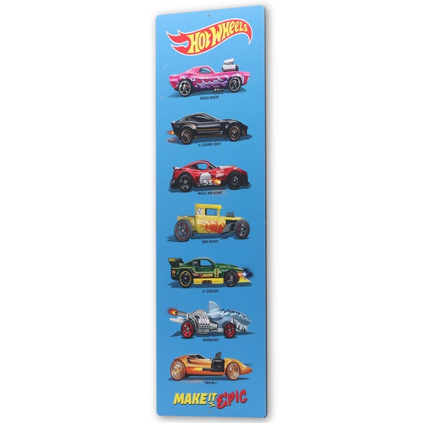 Hot Wheels Car Line-Up Vertical Metal Sign | Open Road Brands | Shop-ORB