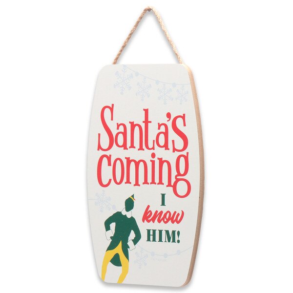 Elf Santa's Coming Buddy the Elf Christmas Hanging Wood Wall Decor ...