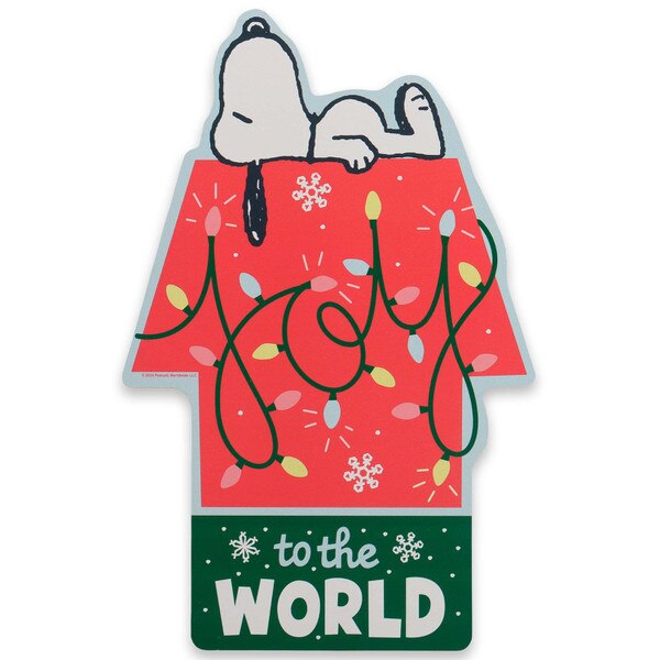Peanuts Joy To the World Snoopy Dog House Christmas Wood Wall Decor ...