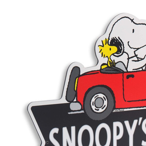 Peanuts Snoopy's Garage Arrow Metal Sign | Open Road Brands | Shop-ORB