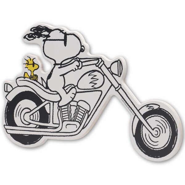 Peanuts Snoopy on Motorcycle Wood Wall Decor | Open Road Brands | Shop-ORB