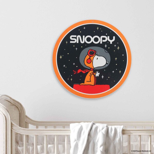 Peanuts Snoopy in Space Round Metal Sign | Open Road Brands | Shop-ORB