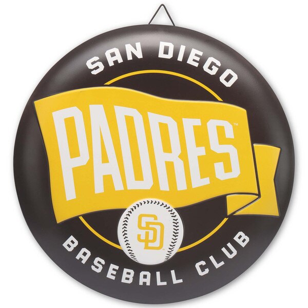 San Diego Padres Baseball Club Waving Banner Round Button Metal Sign ...